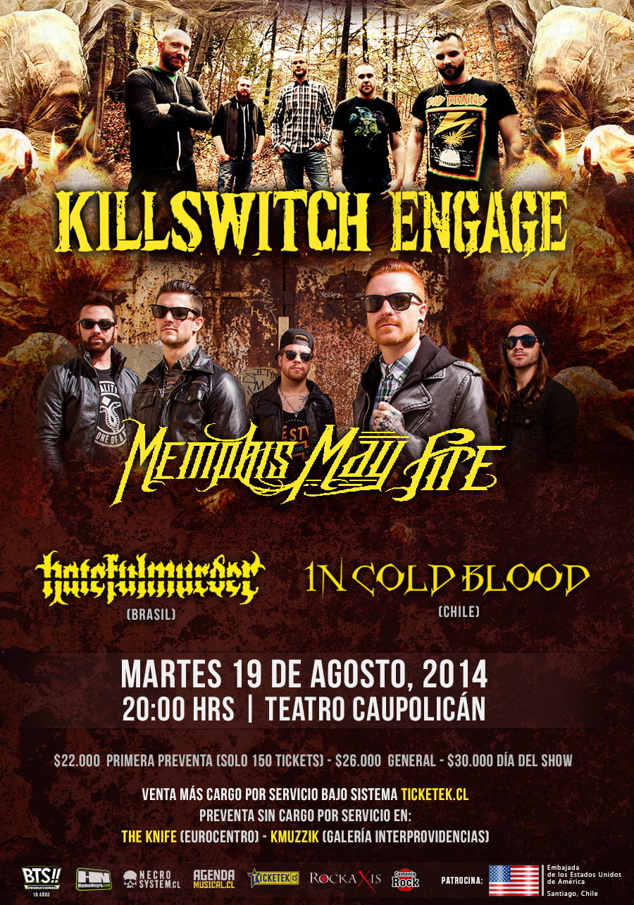 KILLSWITCH ENGAGE Y MEMPHIS MAY FIRE en Chile (19/08/14)